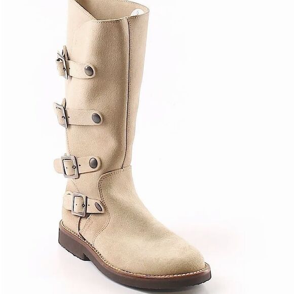 Sundance | Shoes | Sundance Catalog Sand Suede Side Buckle Up Moto ...